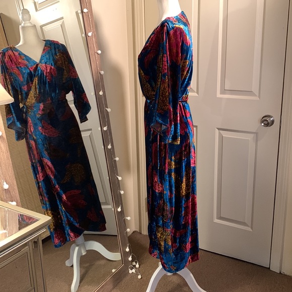 Anthropologie | Dresses | Farm Rio Velvet Wrap Dress Anthropologie ...